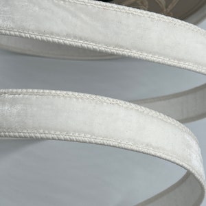 1" Winter White Velvet Ribbon ~ White Dupion Back ~ Wired Edges ~ D ...