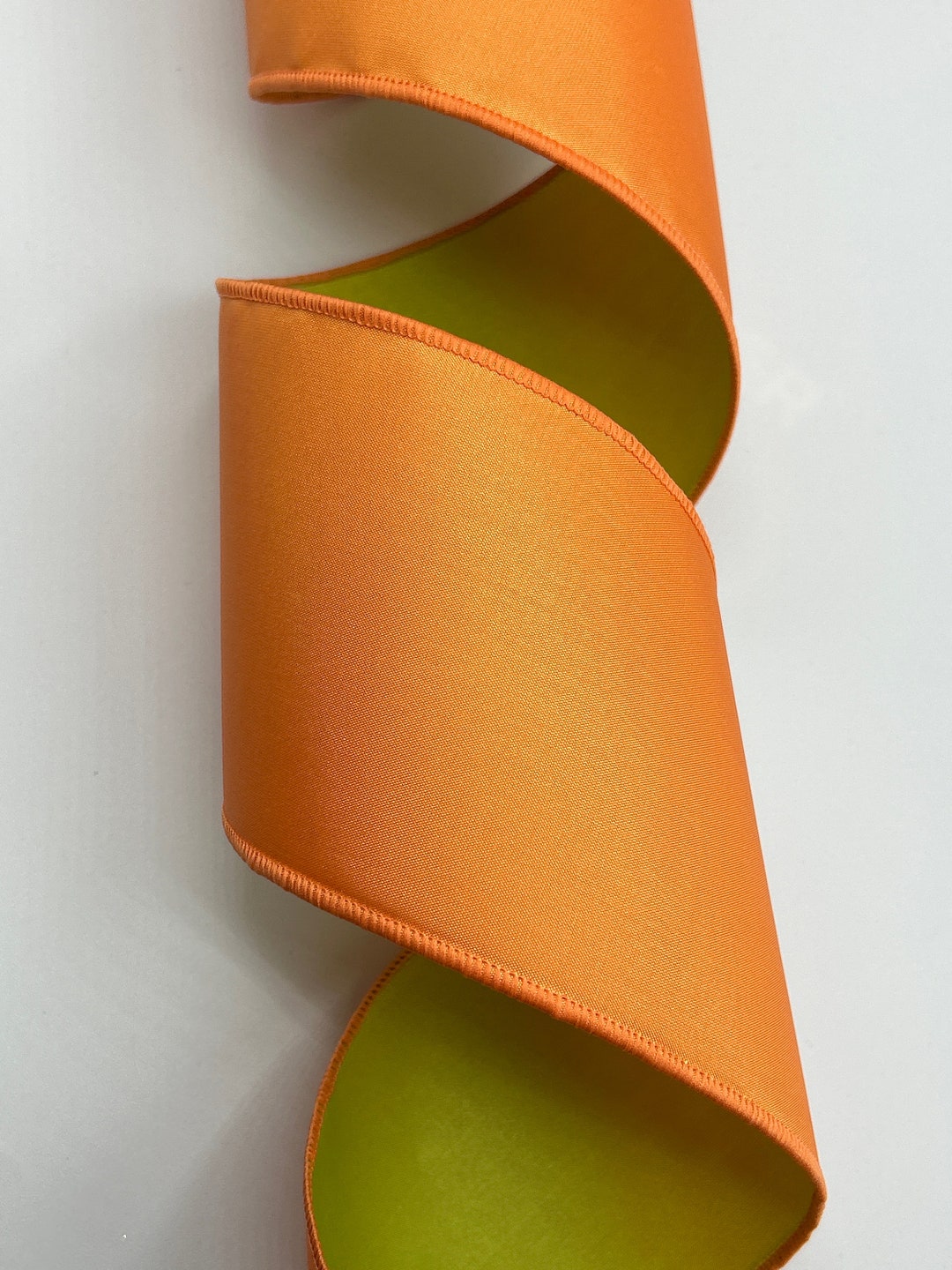 4" Orange and Lime Taffeta Ribbon ~ Orange Front ~ Lime Green Back ~ D ...