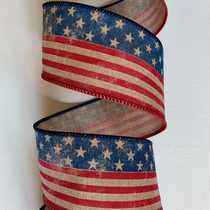 2.5" USA Continuous Vintage Flag Ribbon ~ American Flag Ribbon ~ Stars ...