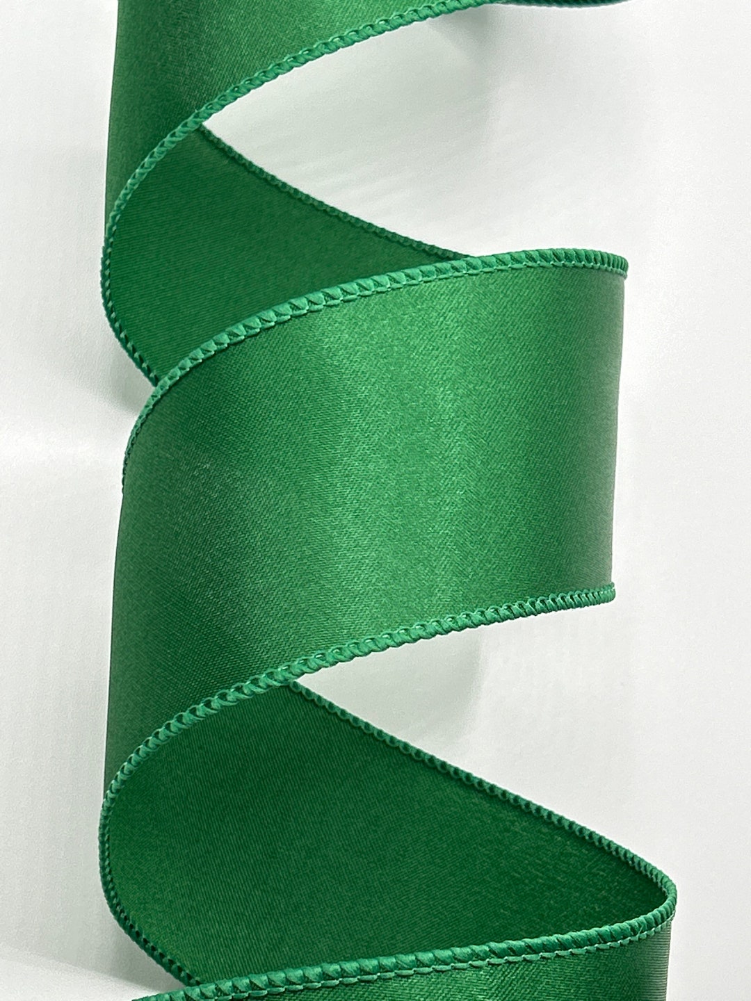1.5" or 2.5" Emerald Green Satin Wired Ribbon ~ Wired Edges ~ 10 Yard ...