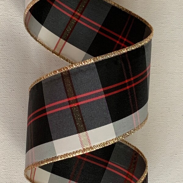 Gray Plaid Ribbon - Etsy