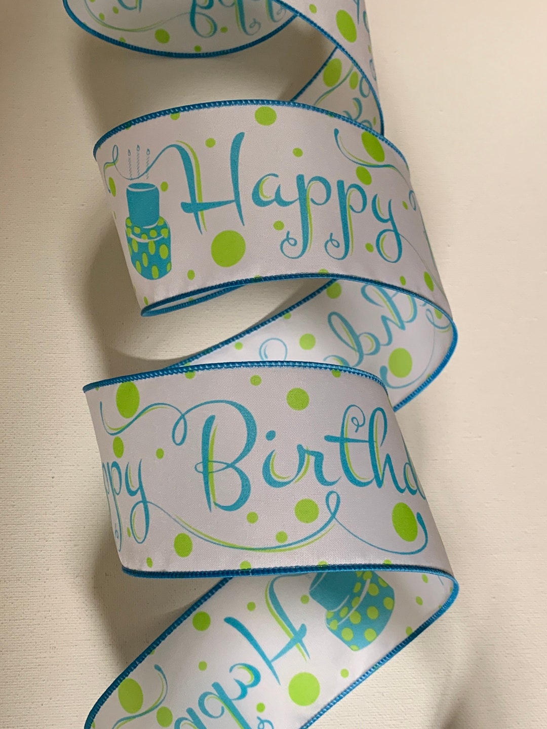 1.5" or 2.5" Turquoise Blue Happy Birthday Ribbon ~ Birthday Wishes ...
