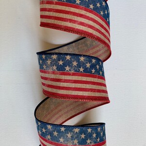 2.5" USA Continuous Vintage Flag Ribbon ~ American Flag Ribbon ~ Stars ...