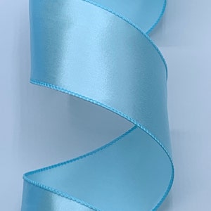 1.5" or 2.5" Light Blue or Pale Blue Satin Wired Ribbon ~ Wired Edges ...