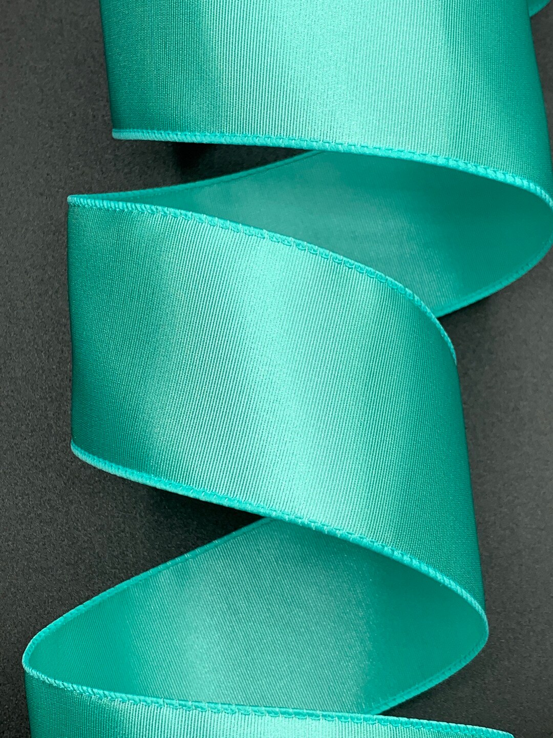 2.5" Aqua Grosgrain Ribbon ~ Textured ~ Sheen ~ Wired Edges ~ 10 Yard ...
