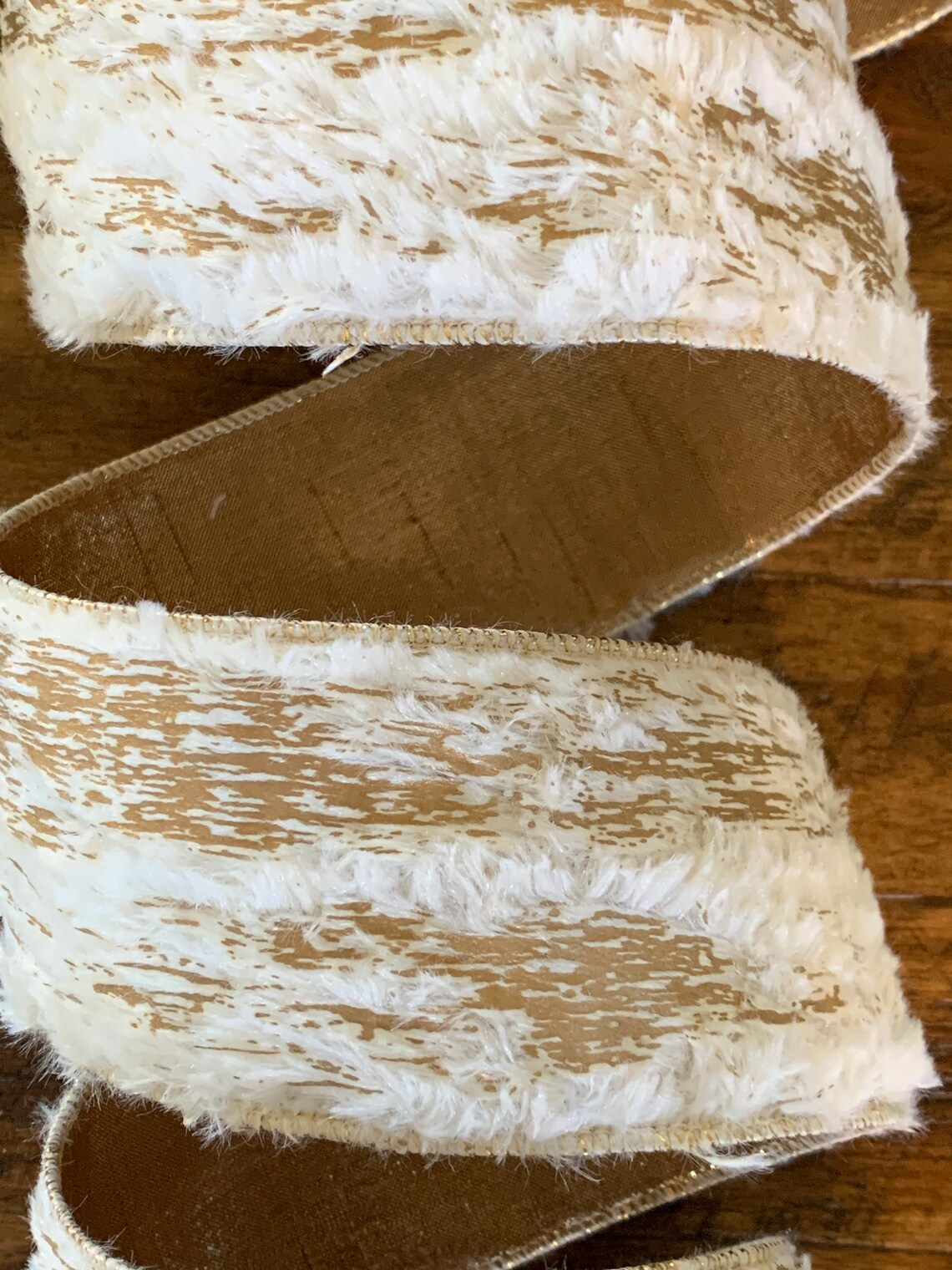 2.5 or 4 Ivory Birch Bark Look Faux Fur Gold | Etsy