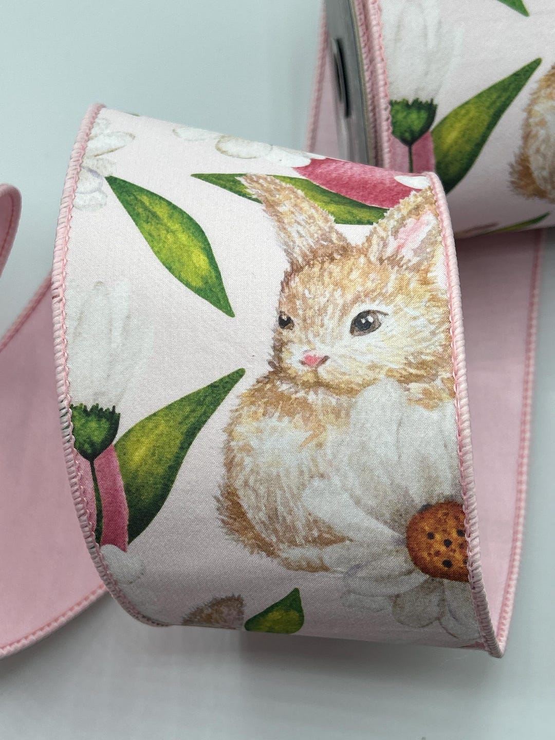 2.5" or 4" Light Pink / Blush Bunny Ribbon ~ Easter Ribbon ~ Wired ...