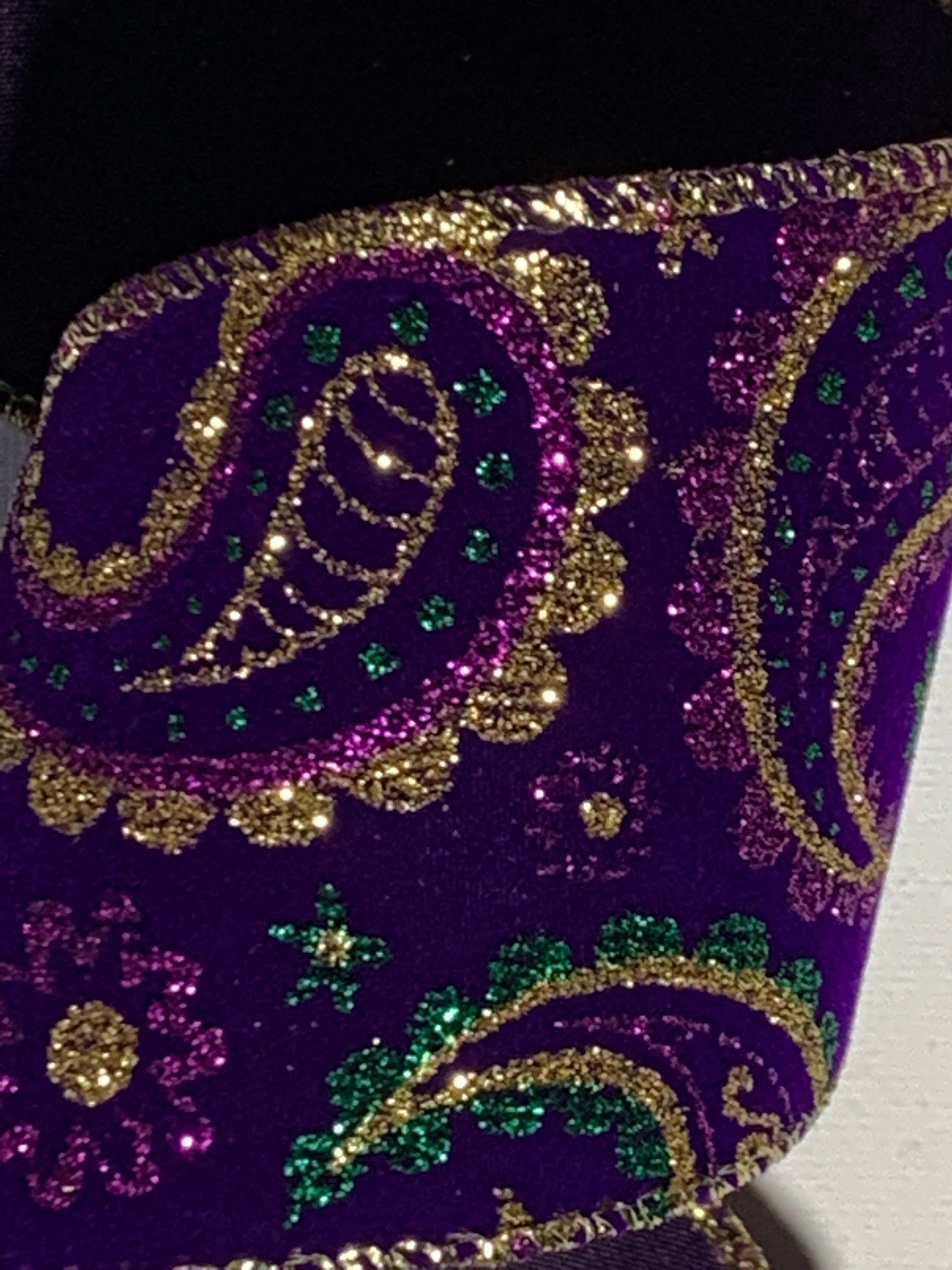 2.5 or 4 Purple Velvet Paisley Wired Ribbon - Etsy