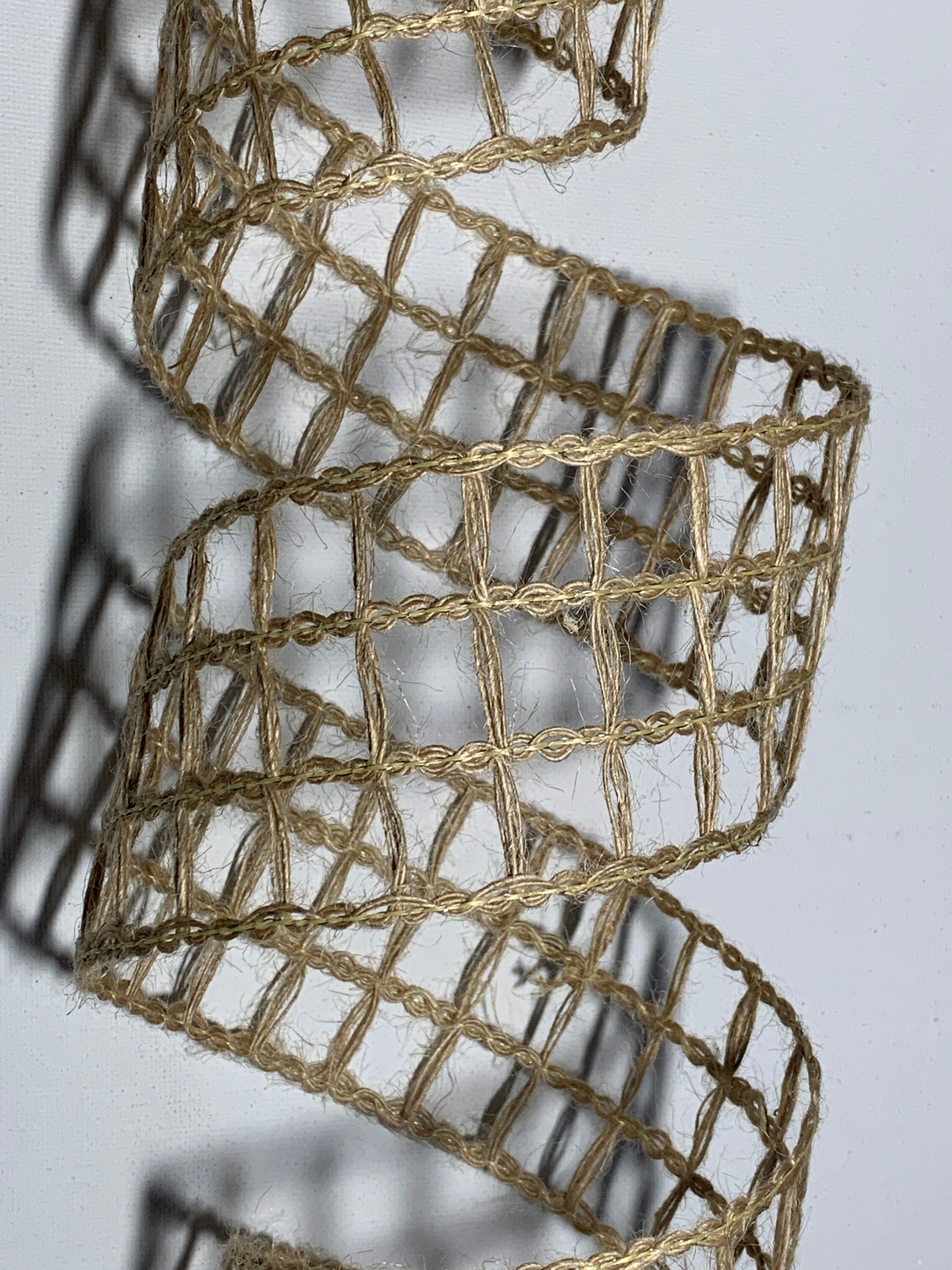 2.5" Jute Squares Ribbon ~ Natural ~ Wired Edges ~ D Stevens ~ 10 Yard ...