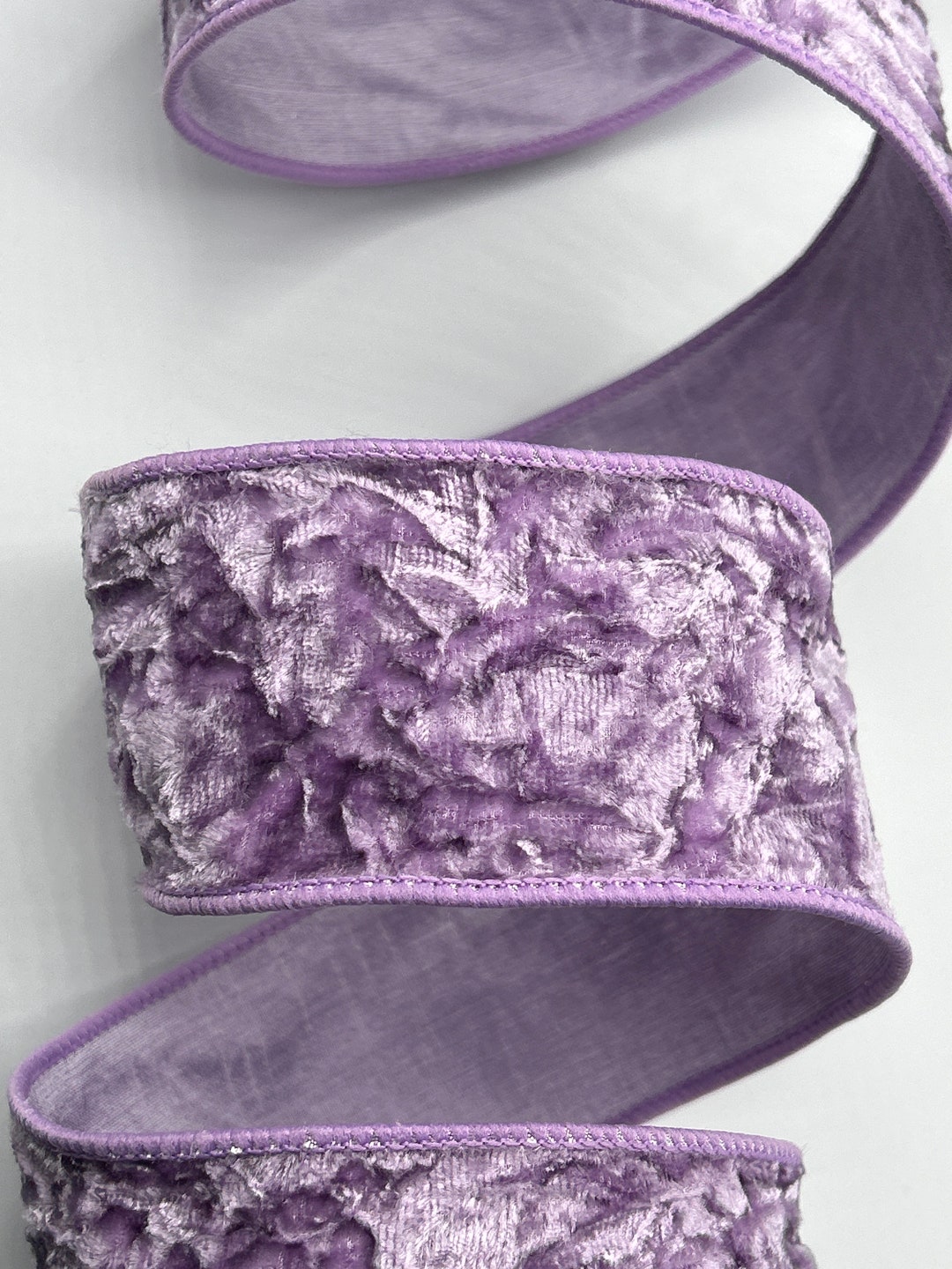 2.5" Lavender Crushed Velvet Ribbon ~ Lavender Back ~ Wired Edges ...