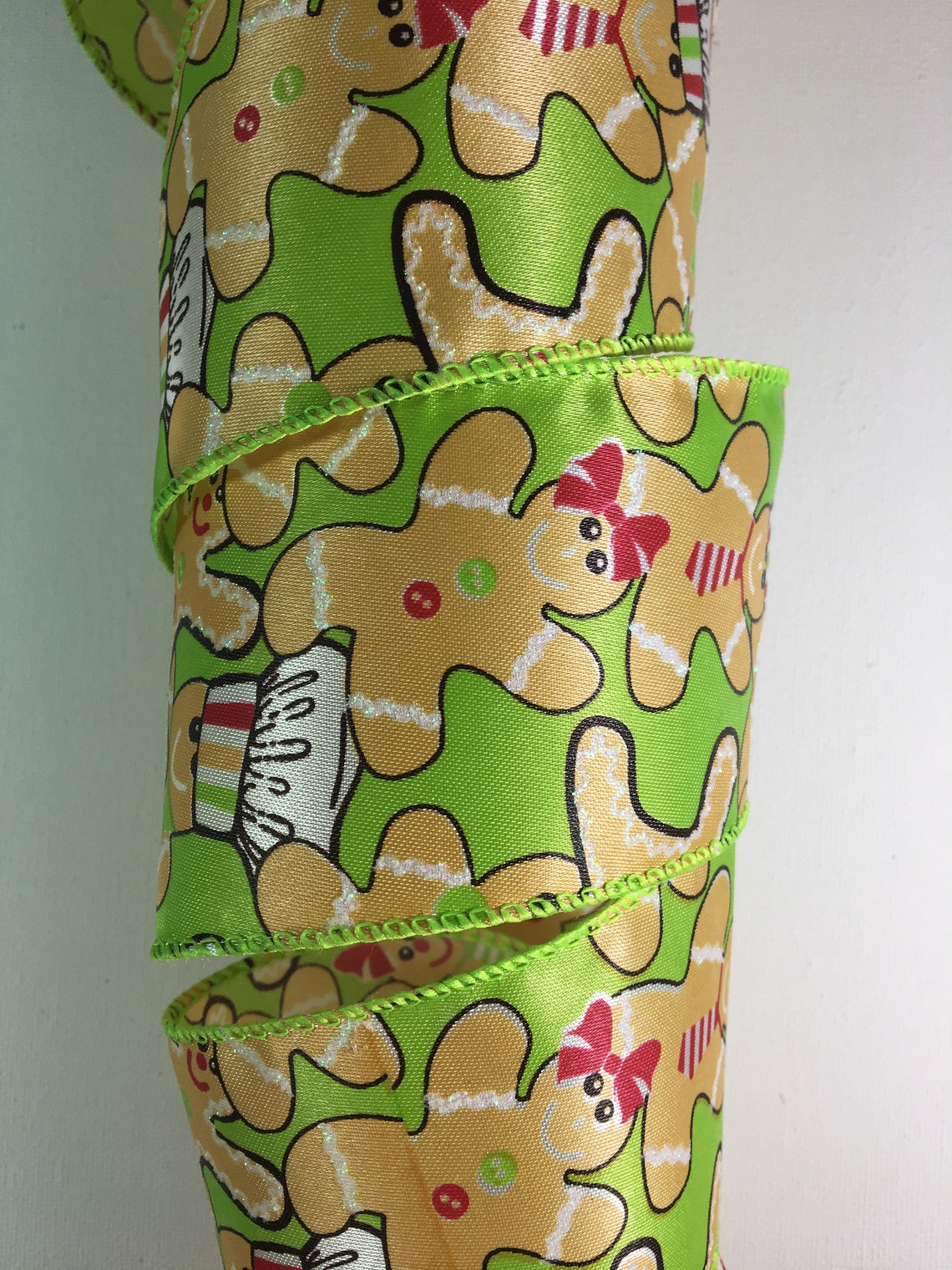 2.5 Gingerbread Ribbon Lime With Wired Edges 5 Yards - Etsy UK