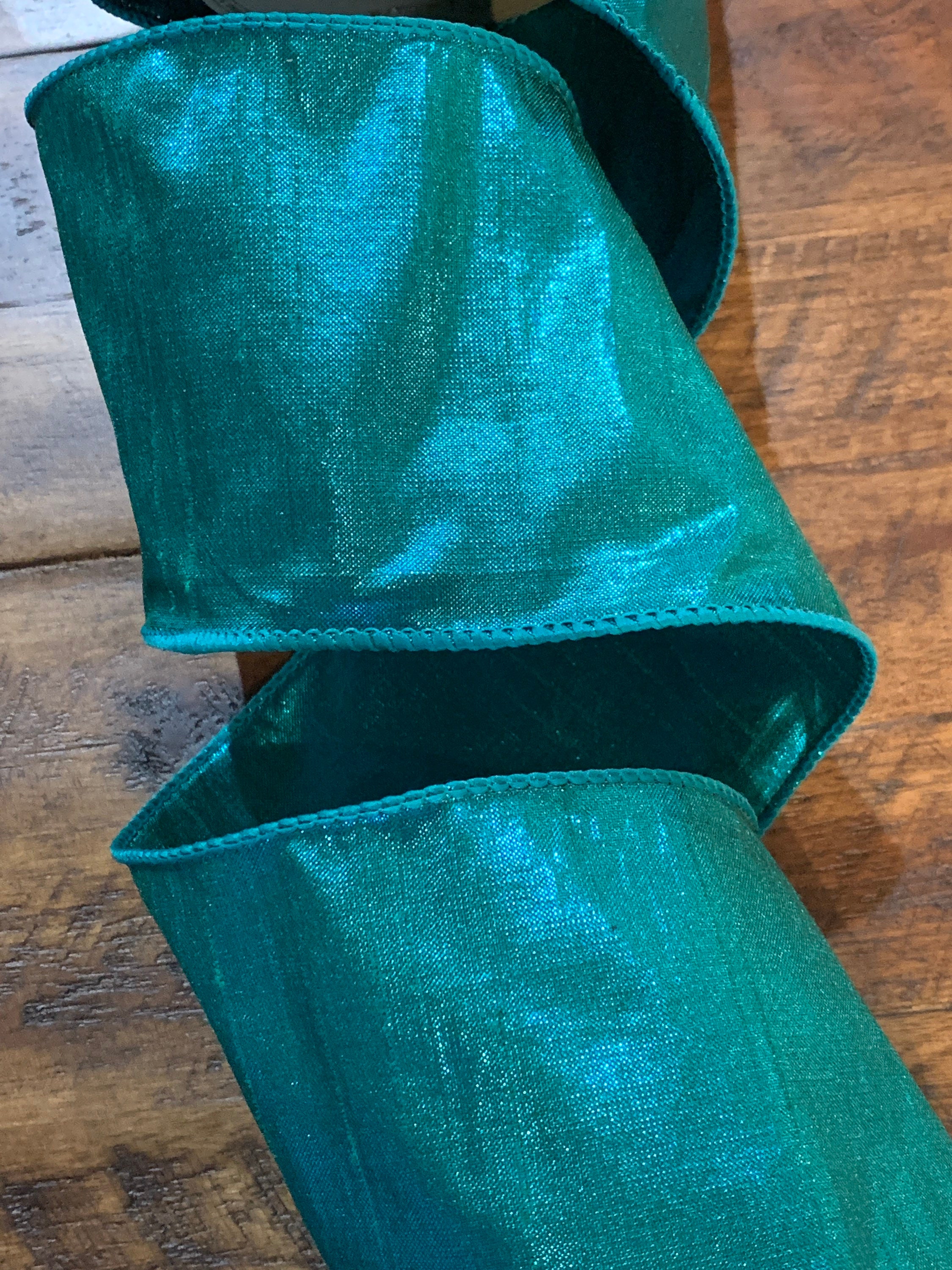 4 Teal / Turquoise Metallic Dupioni Ribbon D Stevens - Etsy
