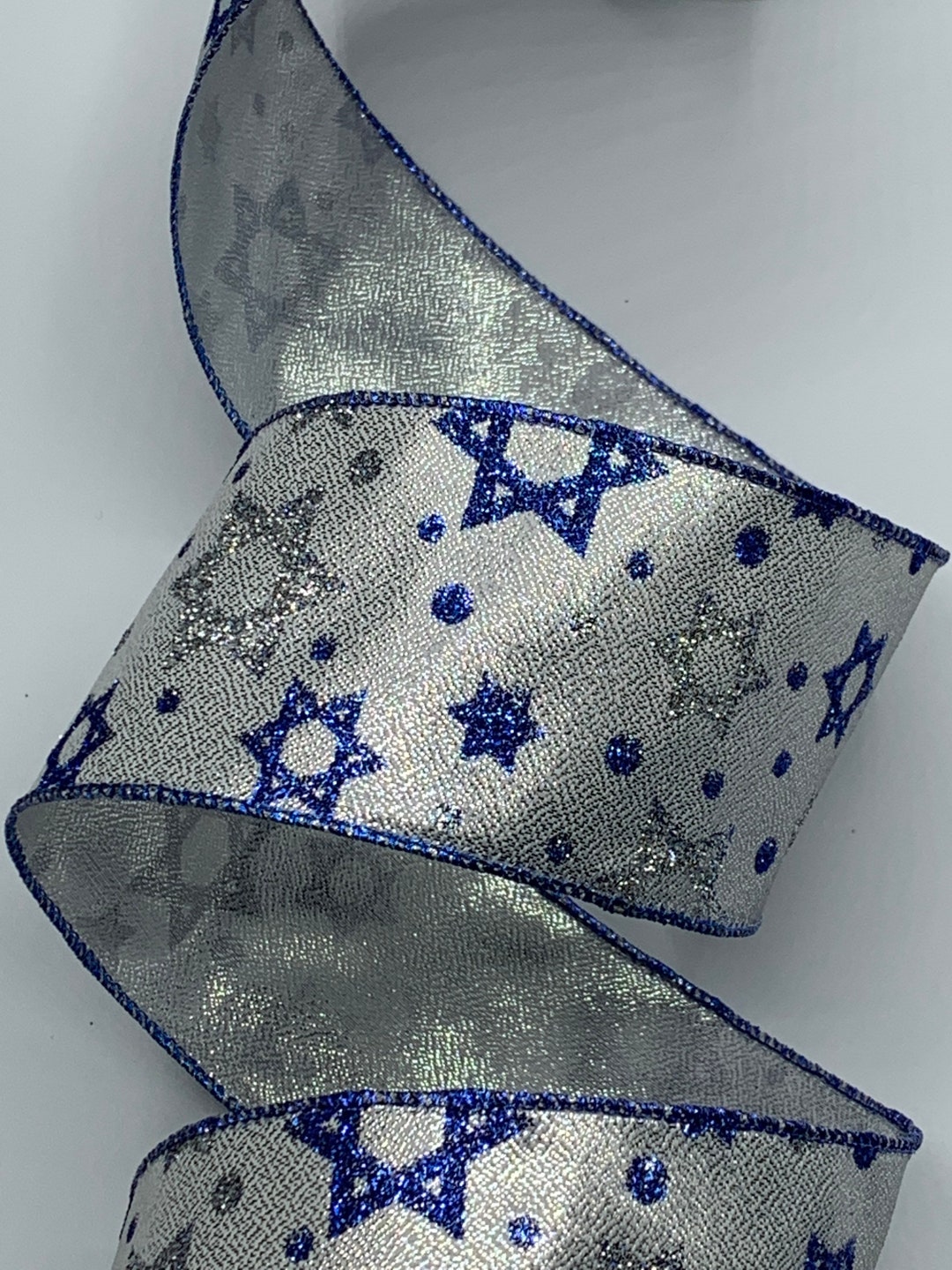 2.5" Star of David Ribbon ~ Metallic Silver ~ Royal ~ Lame ~ Wired ...
