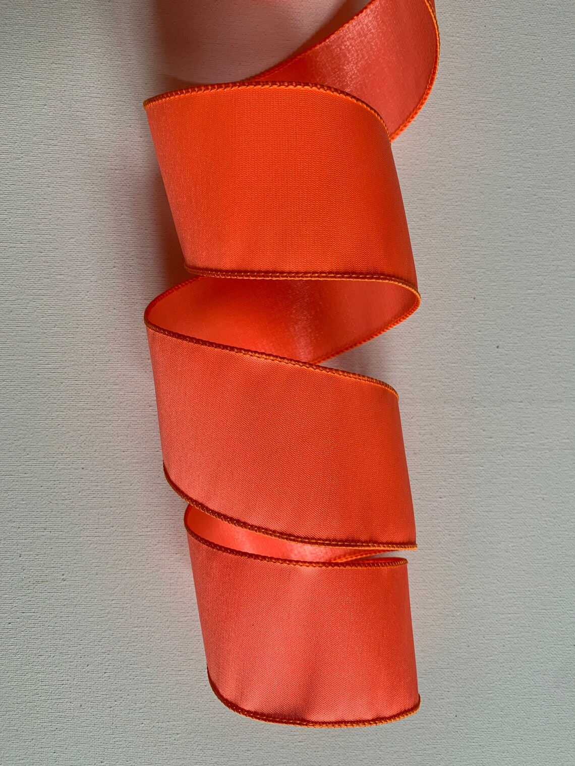 2.5 or 4 Neon Coral Sateen Ribbon Wired Edges - Etsy