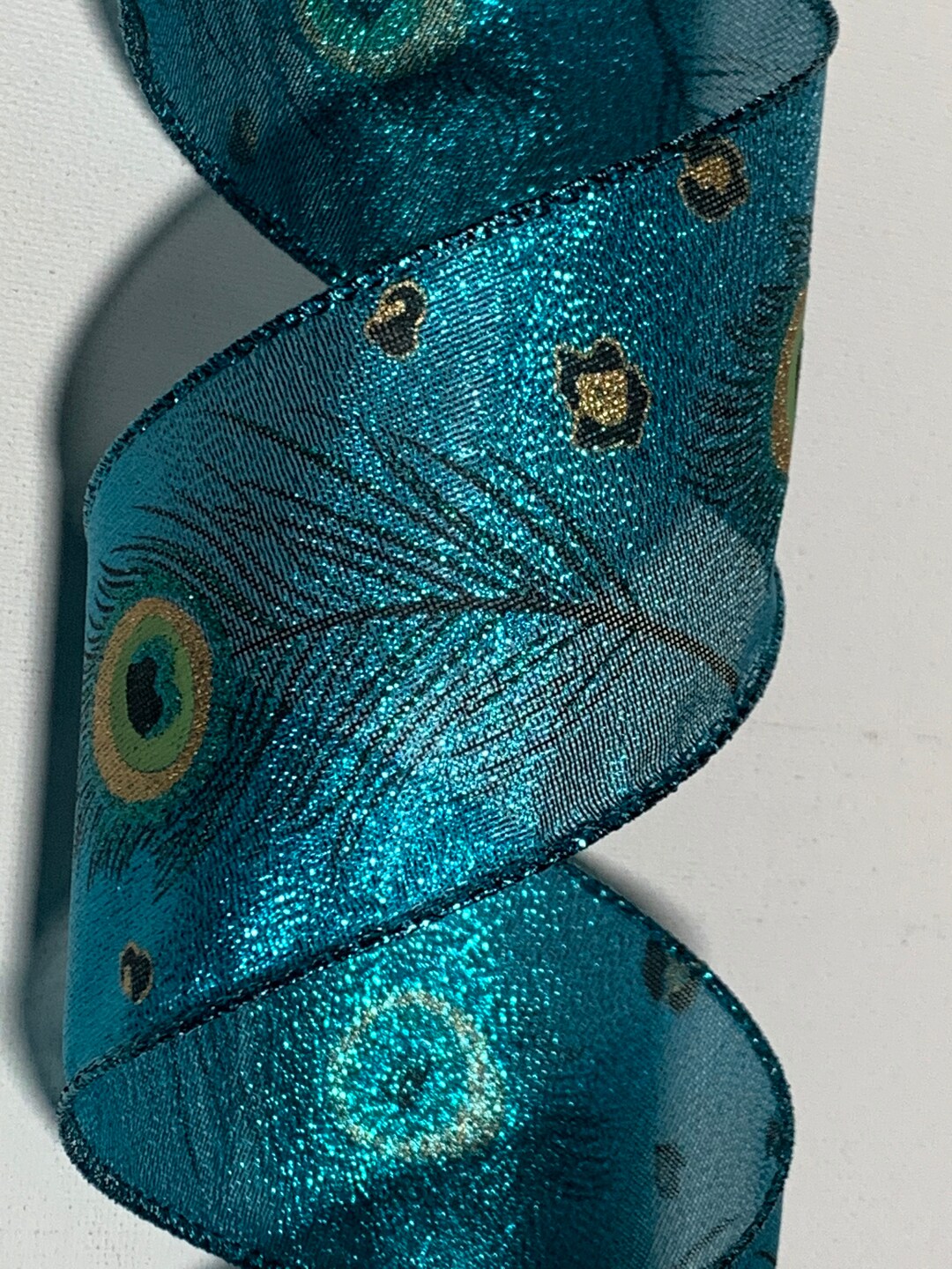 2.5" Sheer Turquoise Peacock Ribbon ~ Wired Ribbon ~ 10 Yard Roll - Etsy
