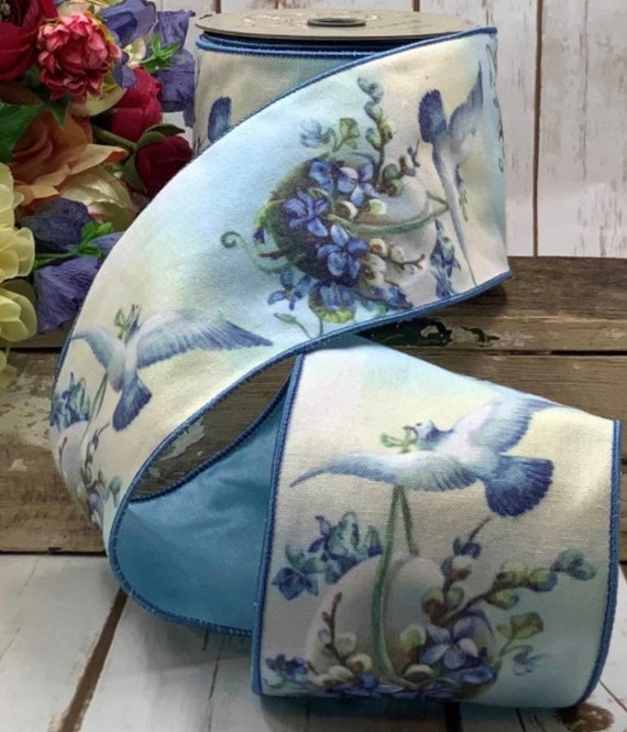4 Blue Vintage Dove Ribbon Violets D Stevens Blue - Etsy