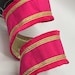 4 Hot Pink Ribbon Gold Trim Hot Pink Fringe - Etsy