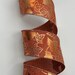2.5" Rust Linen Ribbon ~ Raised Metallic Copper Leaves ~ Wired Edges ...