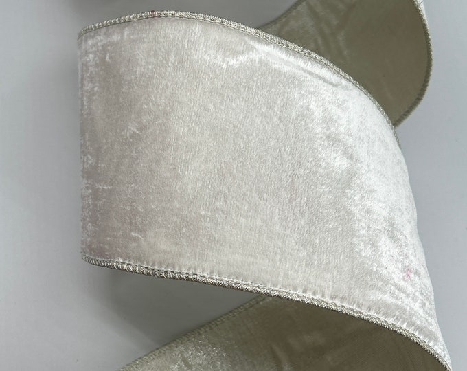4" White Velvet Ribbon ~ Luxe Velvet ~ Platinum Back ~ D Stevens ...