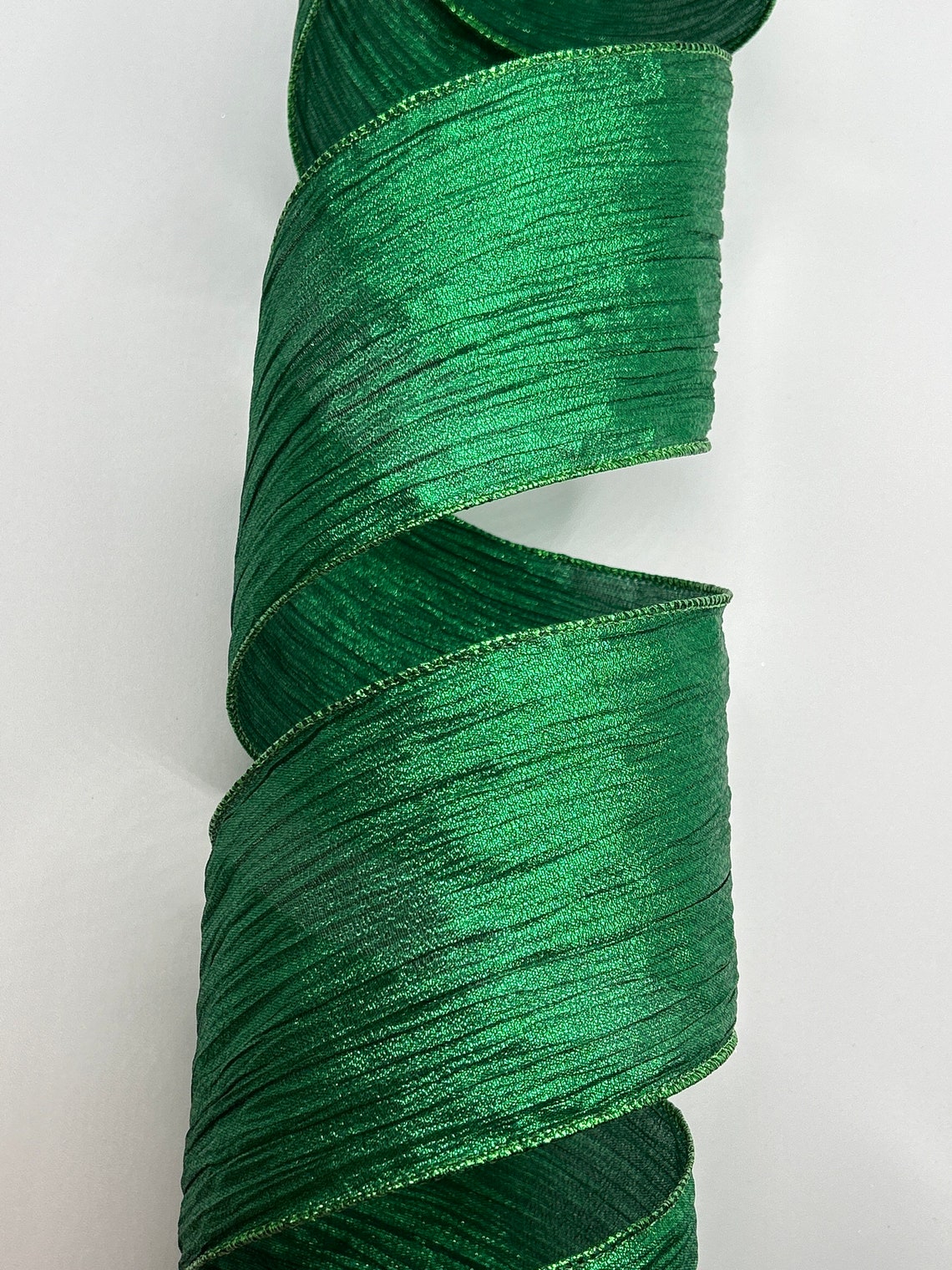 4 Emerald Green Crushed Metallic Lame Ribbon Glimmer - Etsy