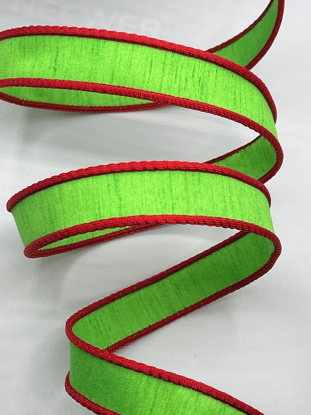 1" Lime Green and Red Ribbon ~ Lime Green Ribbon ~ Red Corded Wired ...