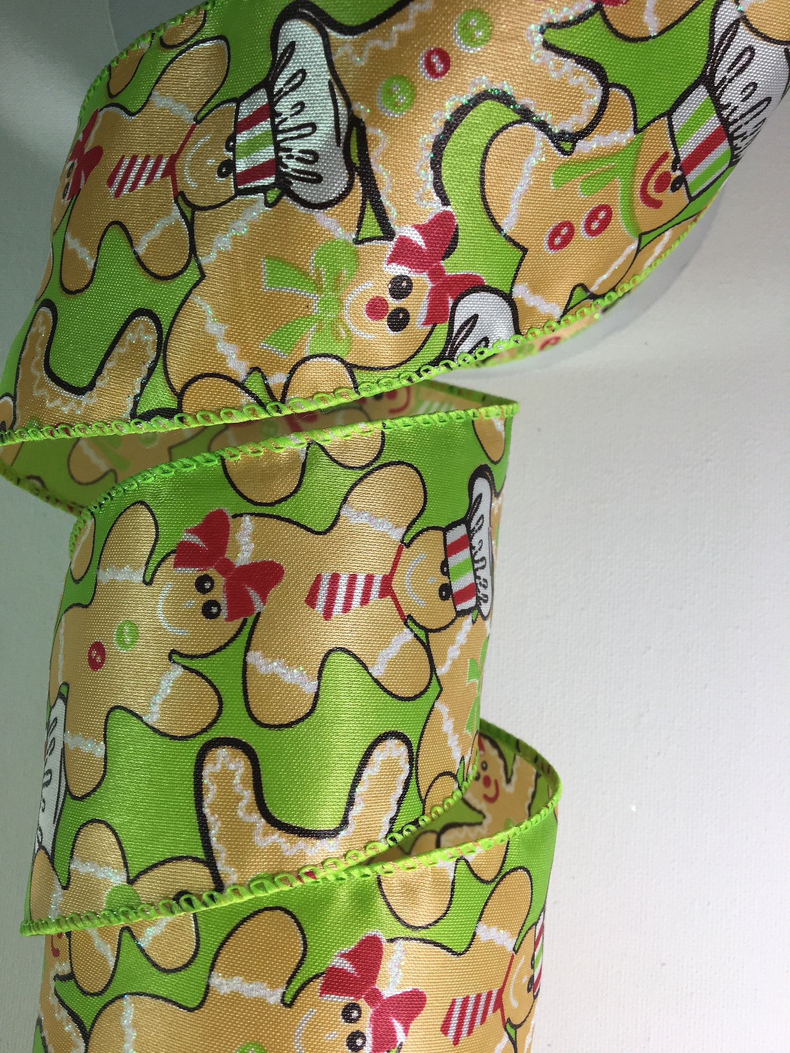 2.5 Gingerbread Ribbon Lime With Wired Edges 5 Yards - Etsy UK