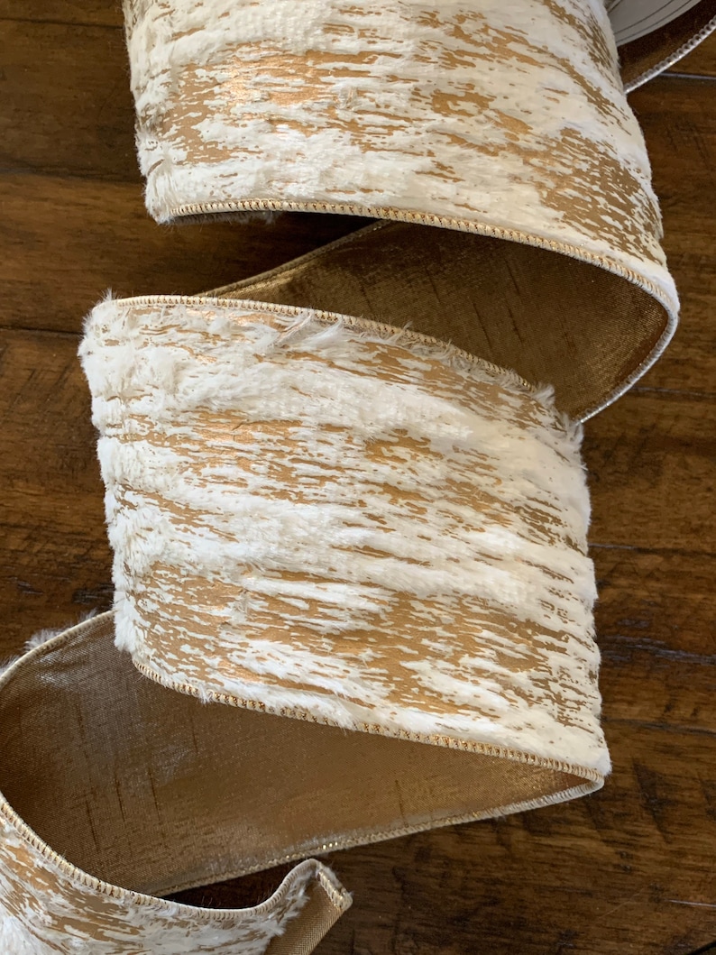 2.5 or 4 Ivory Birch Bark Look Faux Fur Gold | Etsy