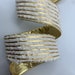 2.5" Ivory Faux Fur Ribbon ~ Metallic Gold Stripes ~ Metallic Gold Back ...