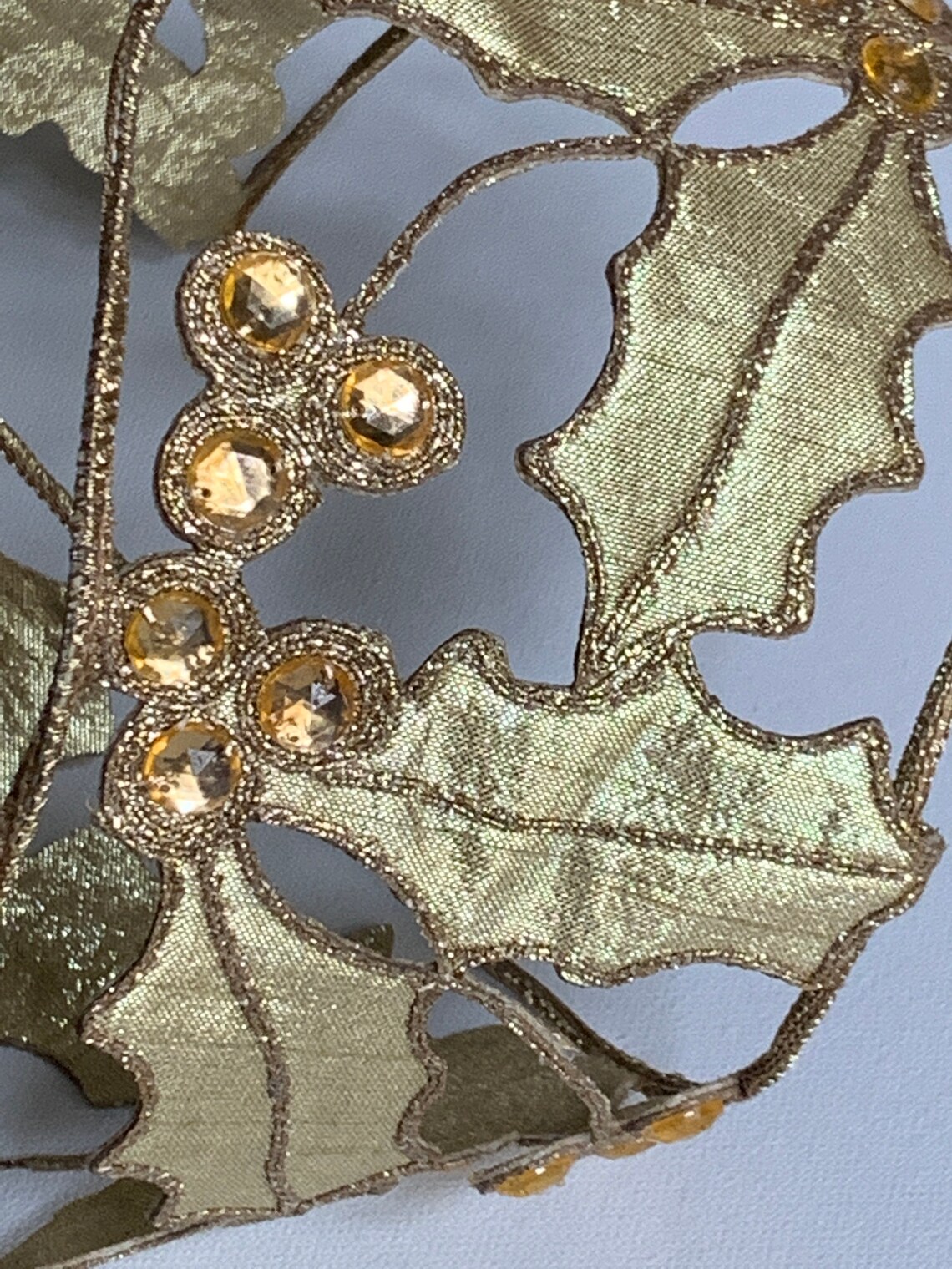 4 Embroidered Holly Lace Ribbon Gold Gold Embroidery - Etsy
