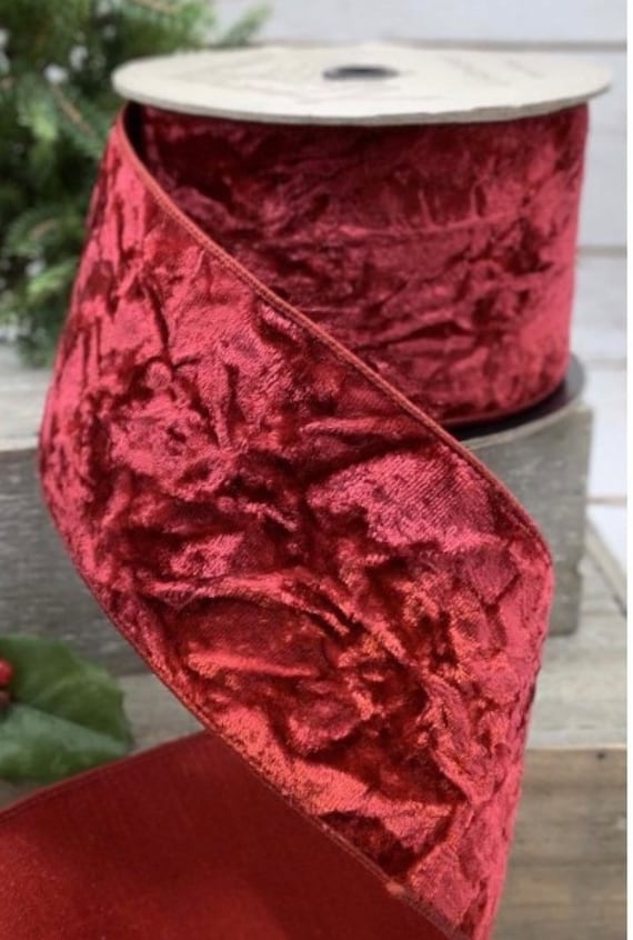4 Vintage Red Crushed Velvet Ribbon Dupion Back D - Etsy
