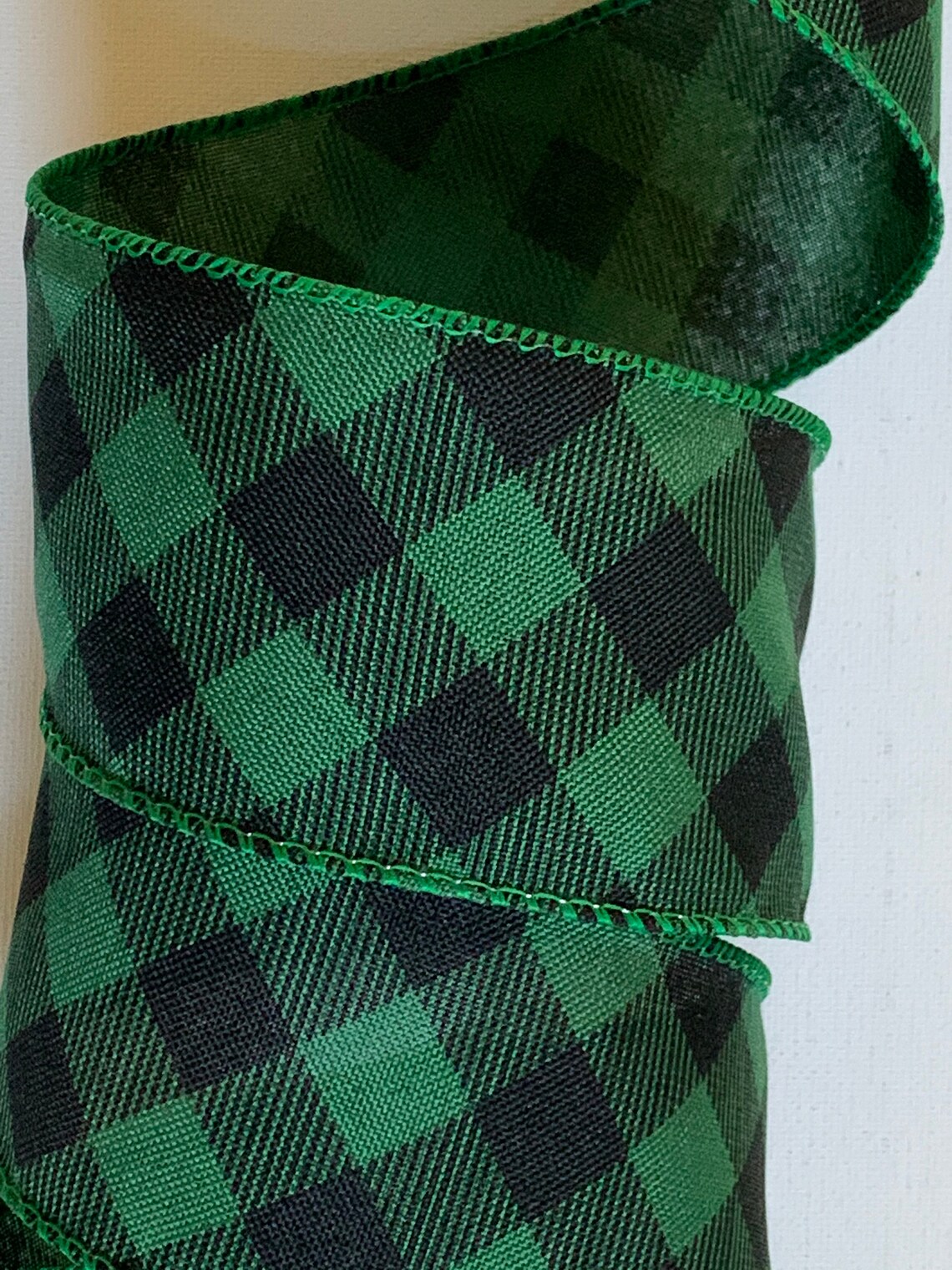2.5 Green & Black Buffalo Check Plaid Diagonal Wired - Etsy