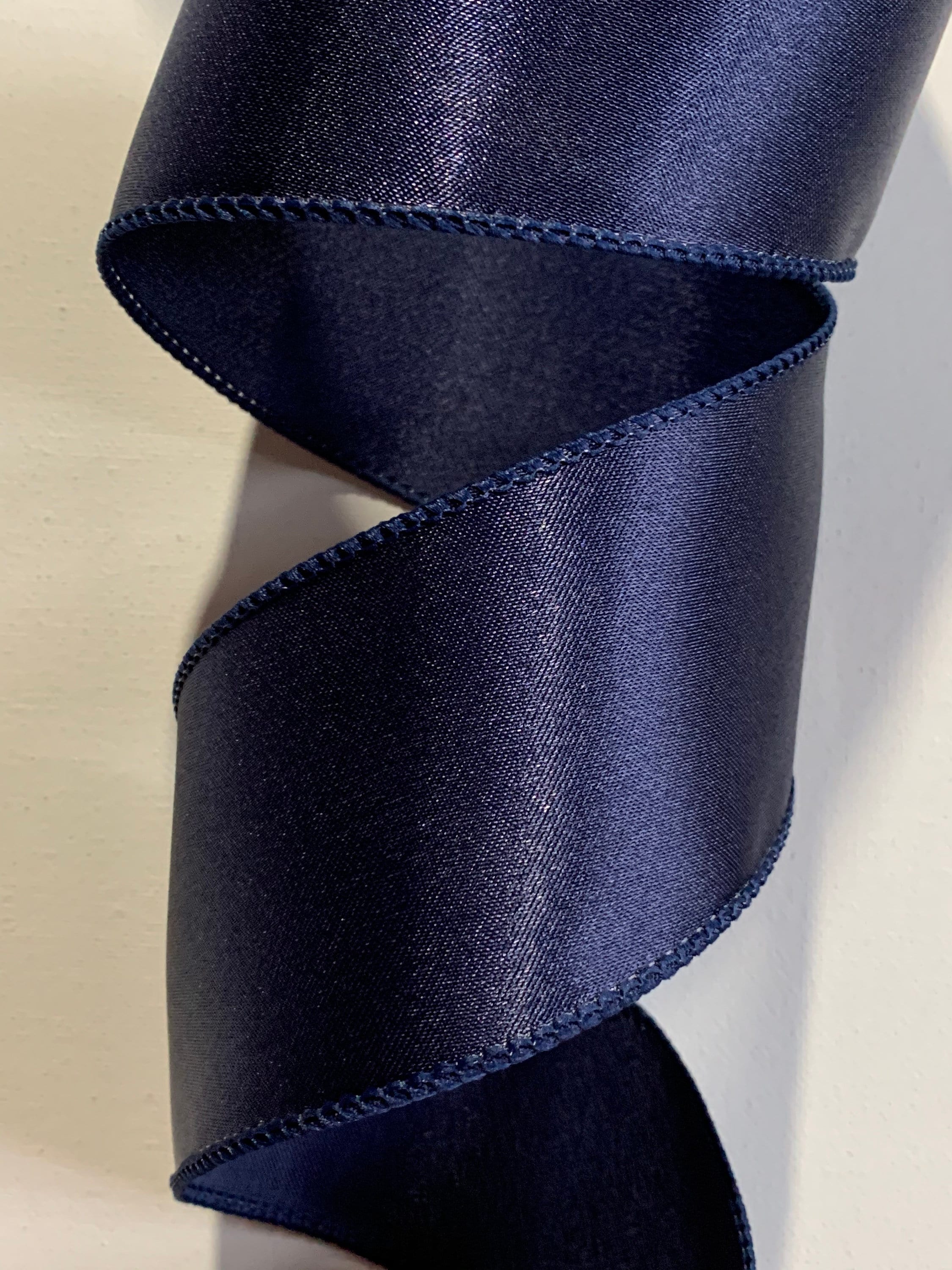 2.5 Navy Blue Satin Ribbon Wired Edges 10 Yard Roll - Etsy