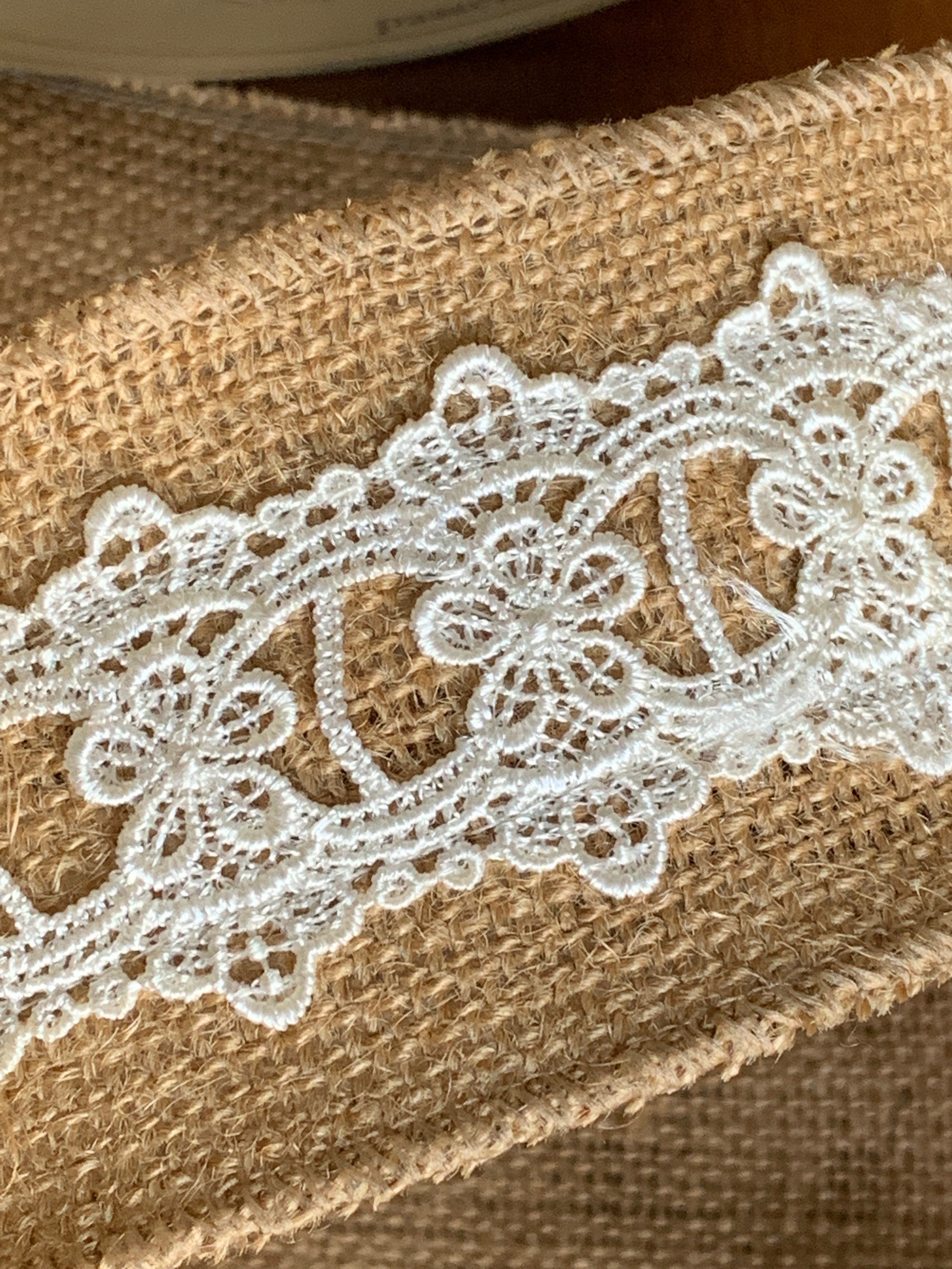 2.5 Natural Burlap Ribbon Eyelet Lace Wired Edges | Etsy