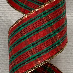 2.5" Red Plaid Ribbon ~ Crisp ~ Wired Edges ~ 10 Yard Roll ~ Choice Of ...