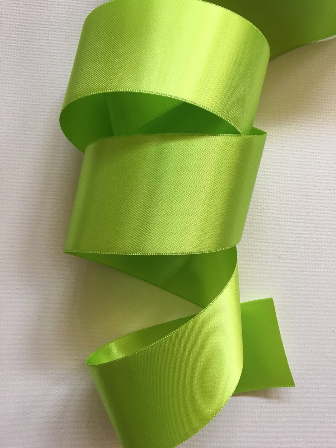 2.25 Apple Green Ribbon Double Face Satin Allure Not Wired 5 Yards - Etsy