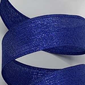 1.5" Metallic Blue Ribbon ~ Sparkles ~ No Glitter ~ Wired Edges ~ 10 ...