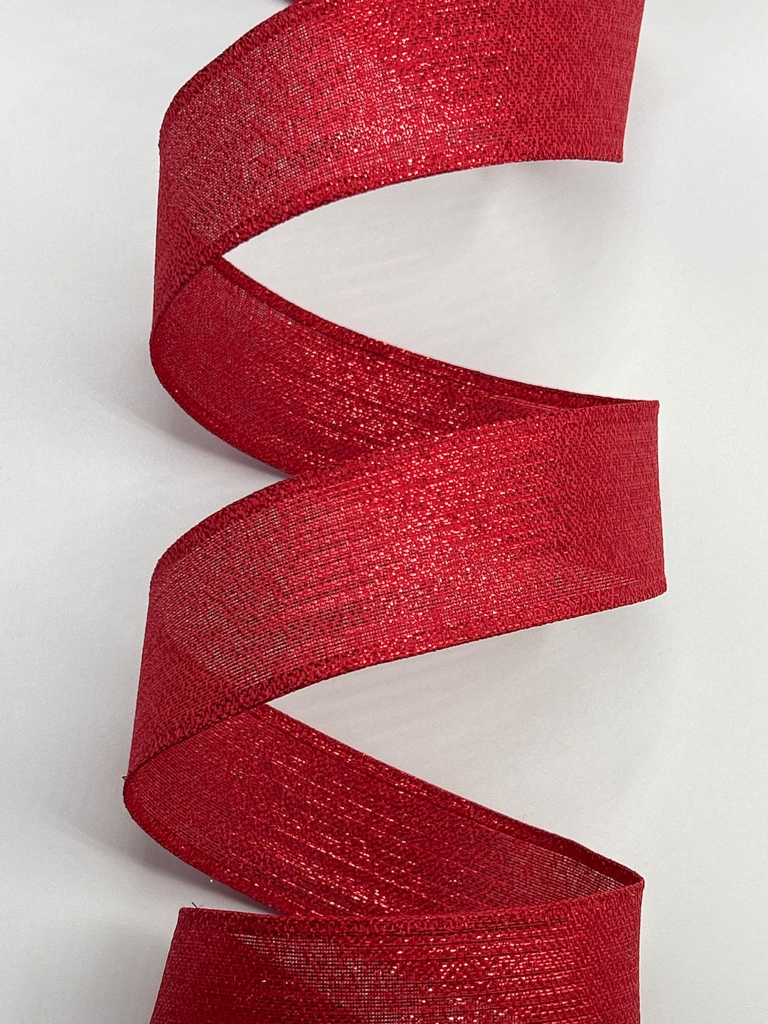 1.5" Metallic Red Ribbon ~ Sparkly ~ No Glitter ~ Wired Edges ~ 10 ...