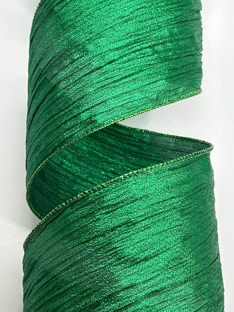 4 Emerald Green Crushed Metallic Lame Ribbon Glimmer - Etsy