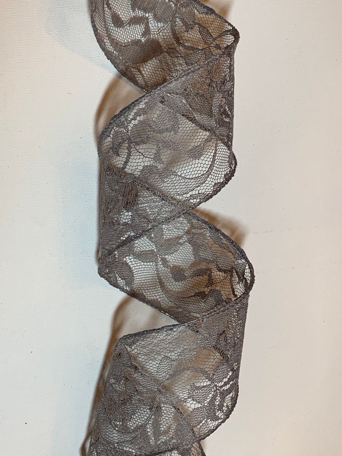 2.5 Gray Lace Ribbon D Stevens Wired Ribbon 10 | Etsy