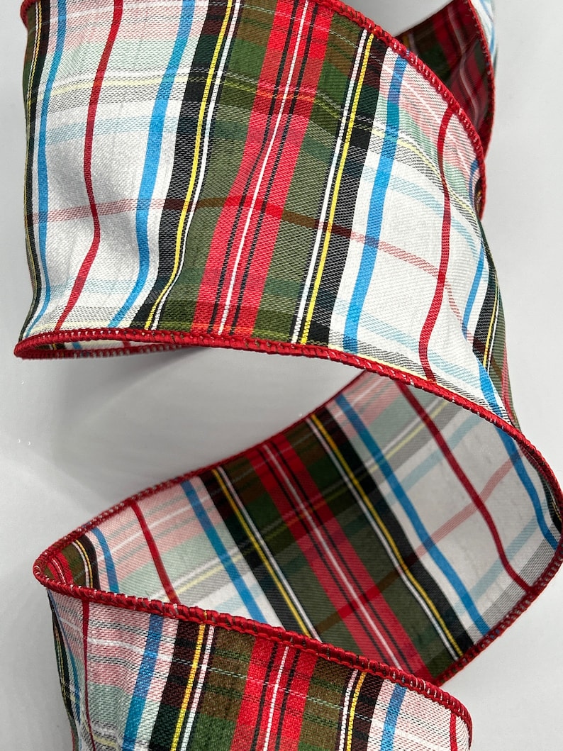 2.5" or 4" Plaid Ribbon ~ Red White Green Blue ~ Soft ~ Wired Edges ...