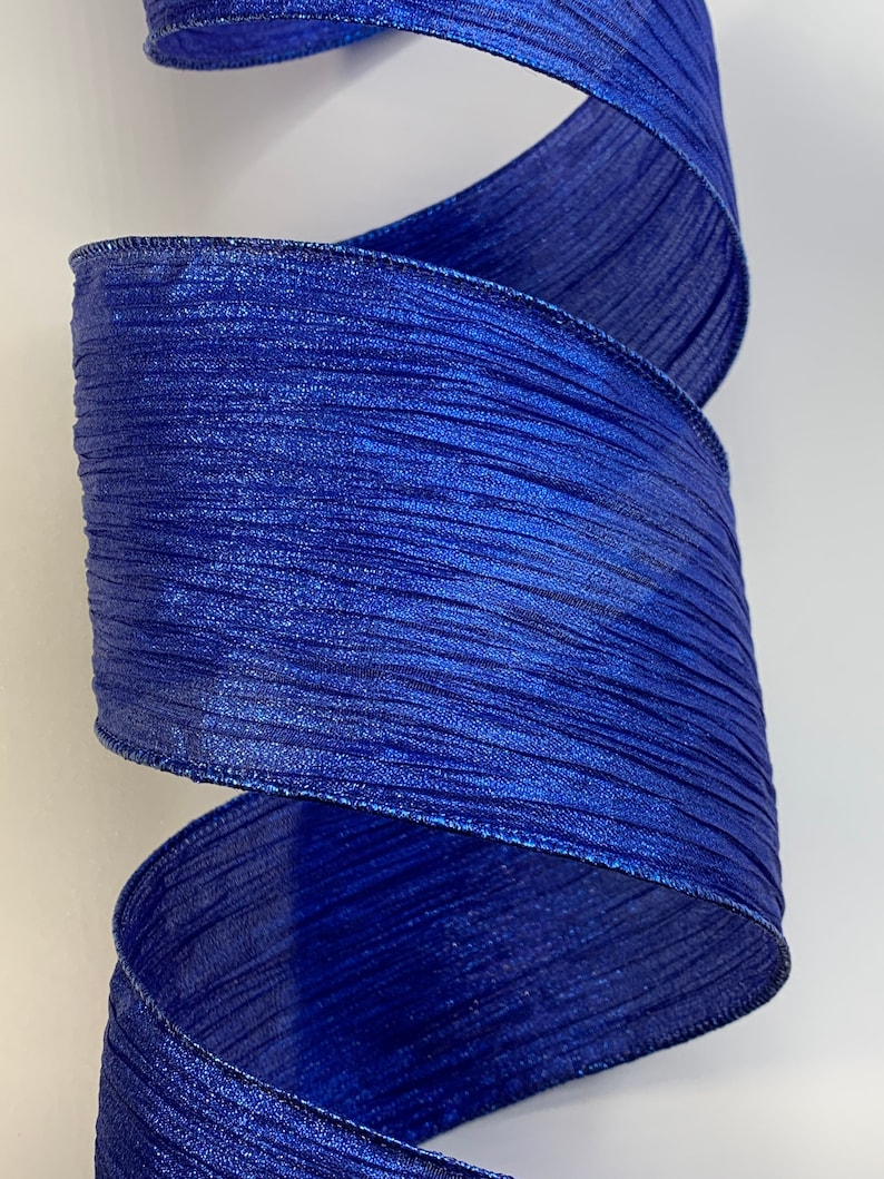 2.5 or 4 Royal Blue Crushed Metallic Lame Ribbon - Etsy
