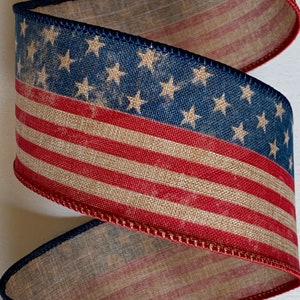 2.5" USA Continuous Vintage Flag Ribbon ~ American Flag Ribbon ~ Stars ...