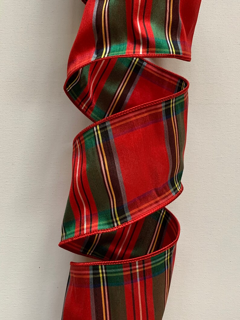 2.5 or 4 Red Plaid Ribbon Alford Wired Edges - Etsy