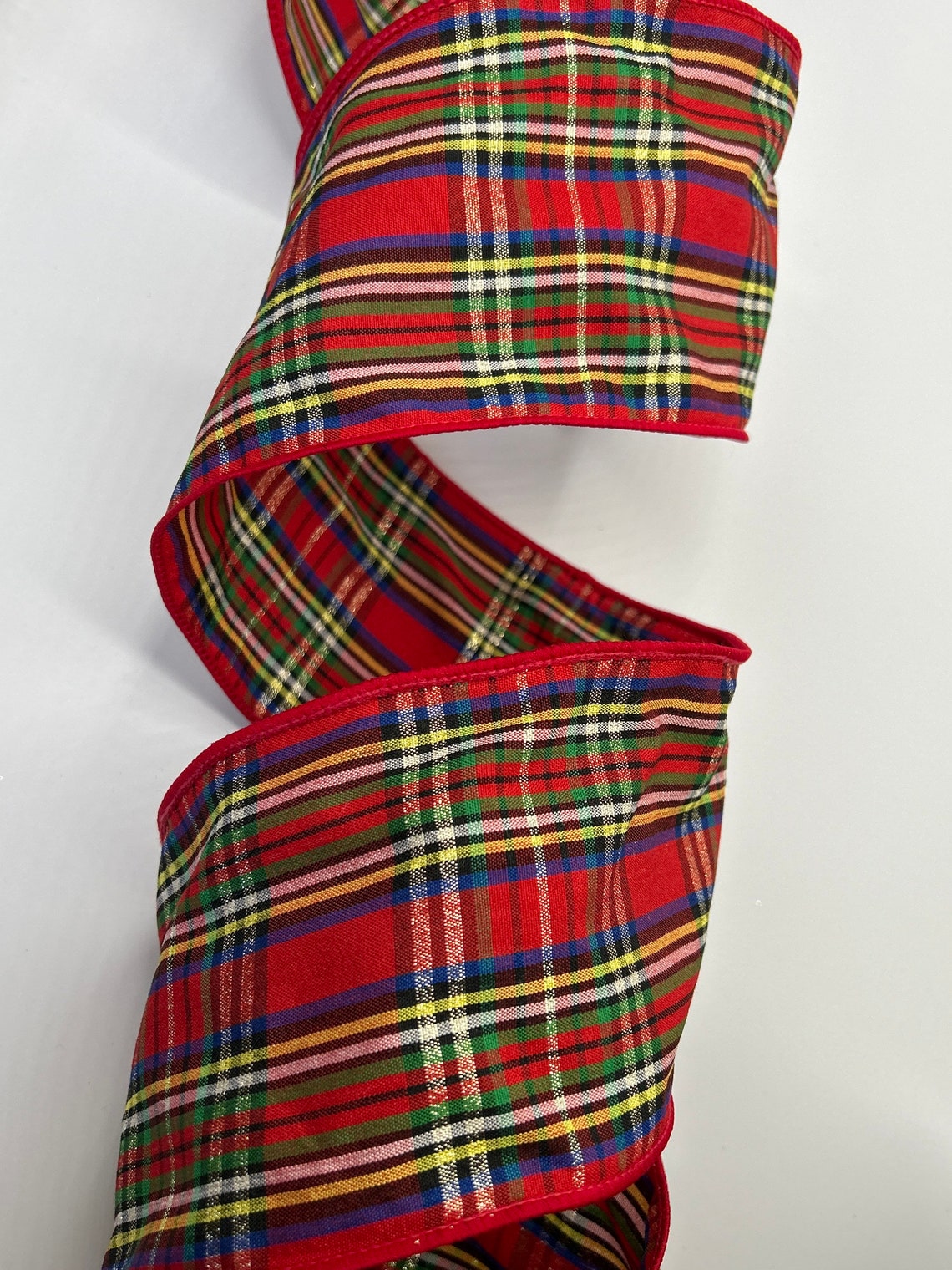 4 Traditional Plaid Ribbon Red Yellow Blue Green White - Etsy