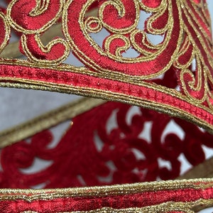 3.5" Red & Gold Metallic Scroll Ribbon ~ D Stevens ~ Wired Edges ~ 10 ...
