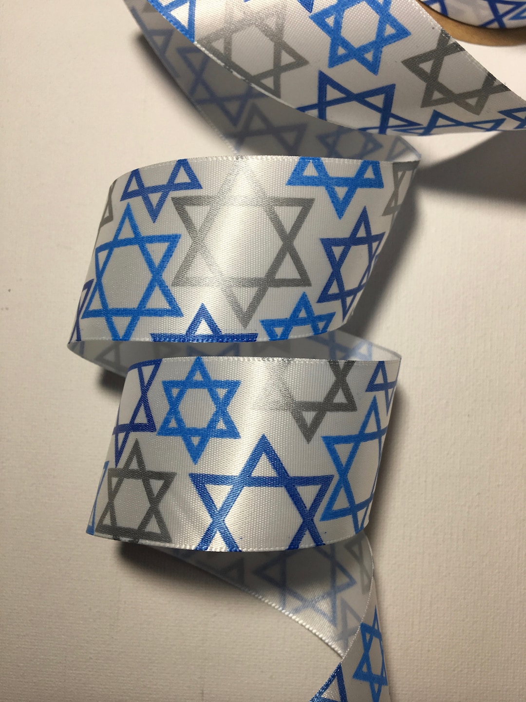 1.5" Star of David Ribbon Blue Hanukkah Ribbon Not Wired 3 Yard Spool ...