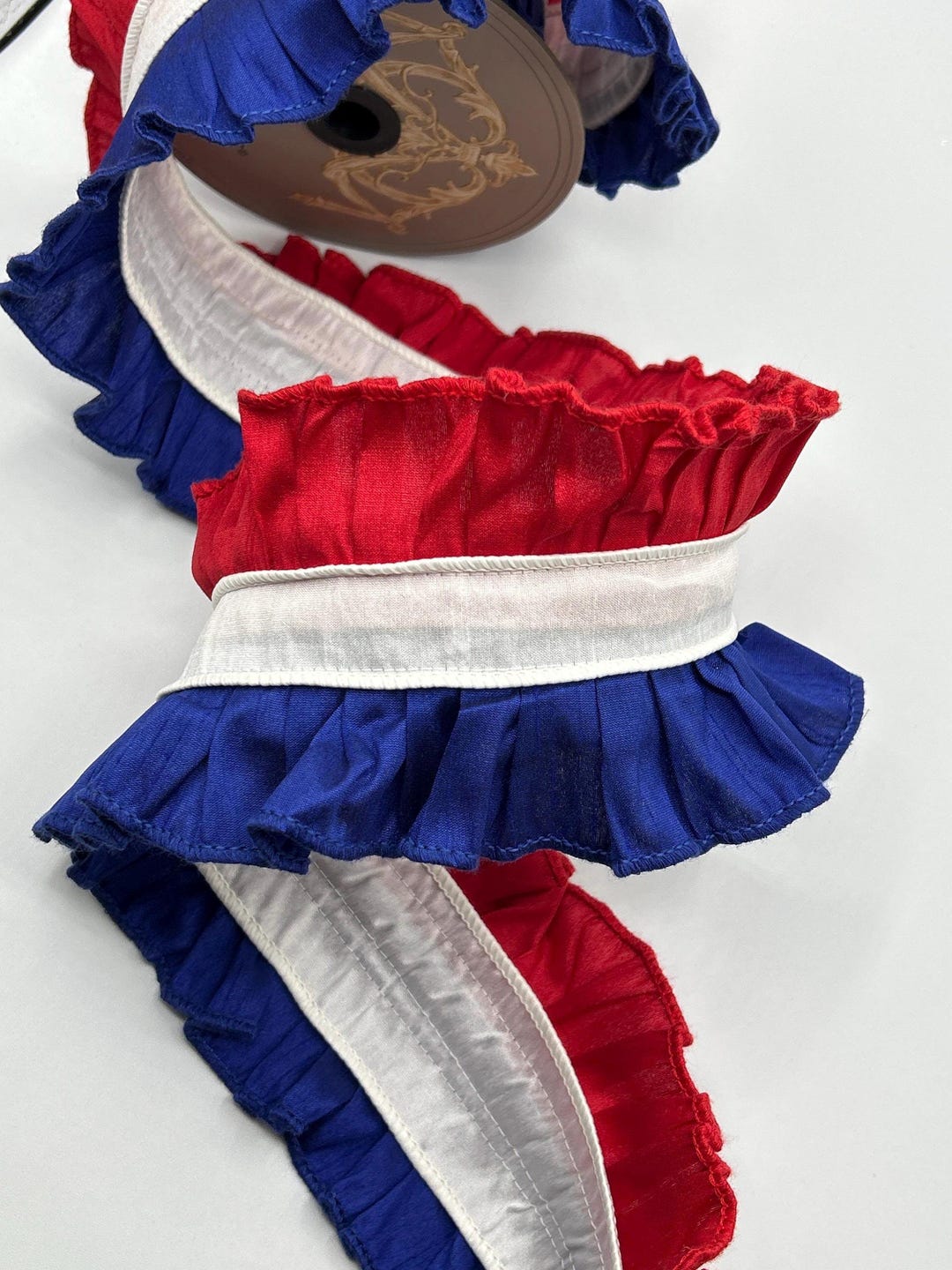 4" Patriotic Ribbon ~ Red White Blue Ribbon ~ Ruffles ~ Wired ~ D ...