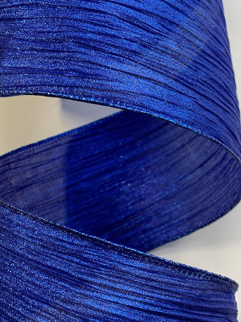 2.5 or 4 Royal Blue Crushed Metallic Lame Ribbon - Etsy