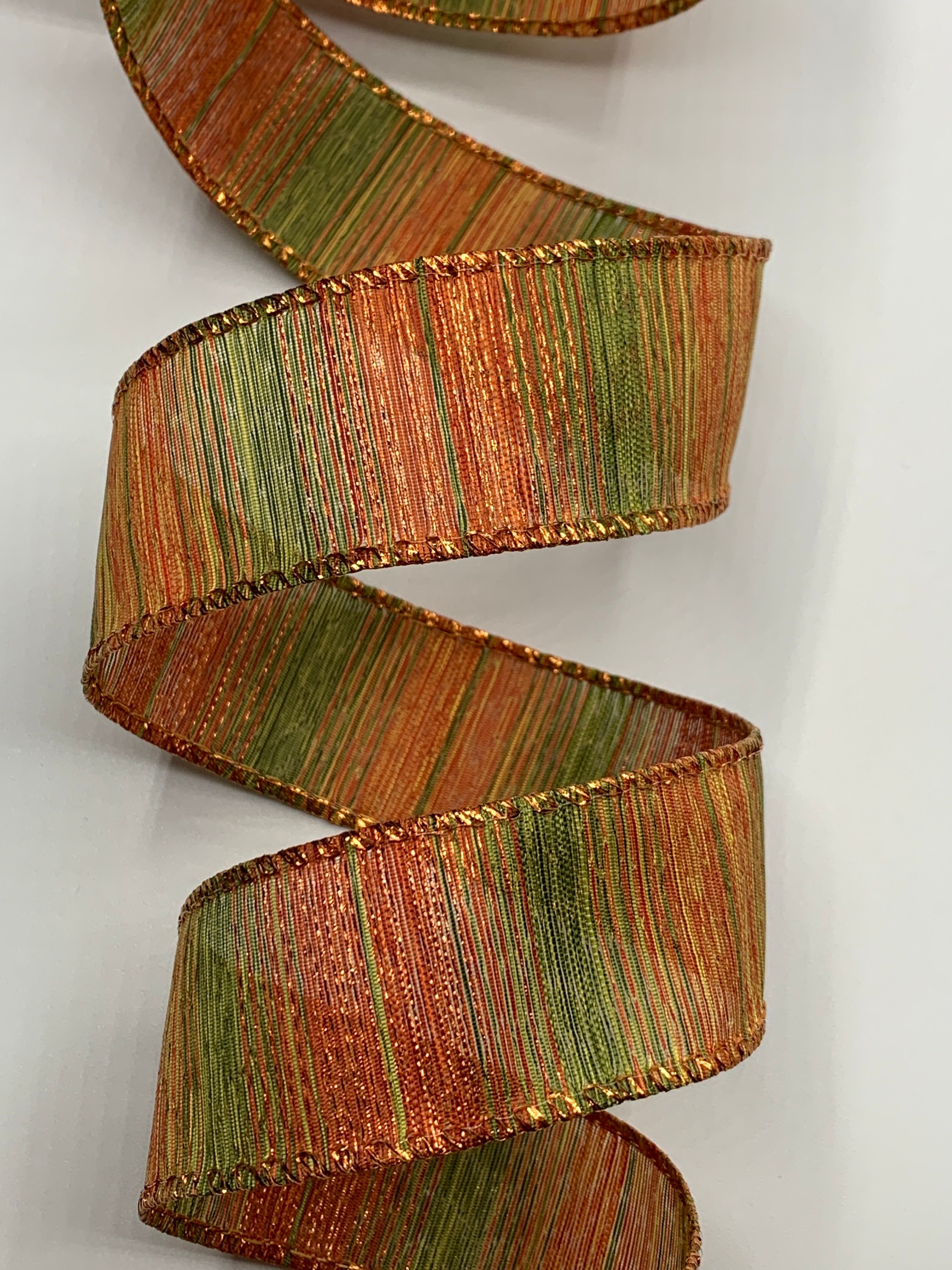 1.5" 2.5" or 4" Fall Ombre Stripe Ribbon ~ Orange Green Gold ~ Metallic ...