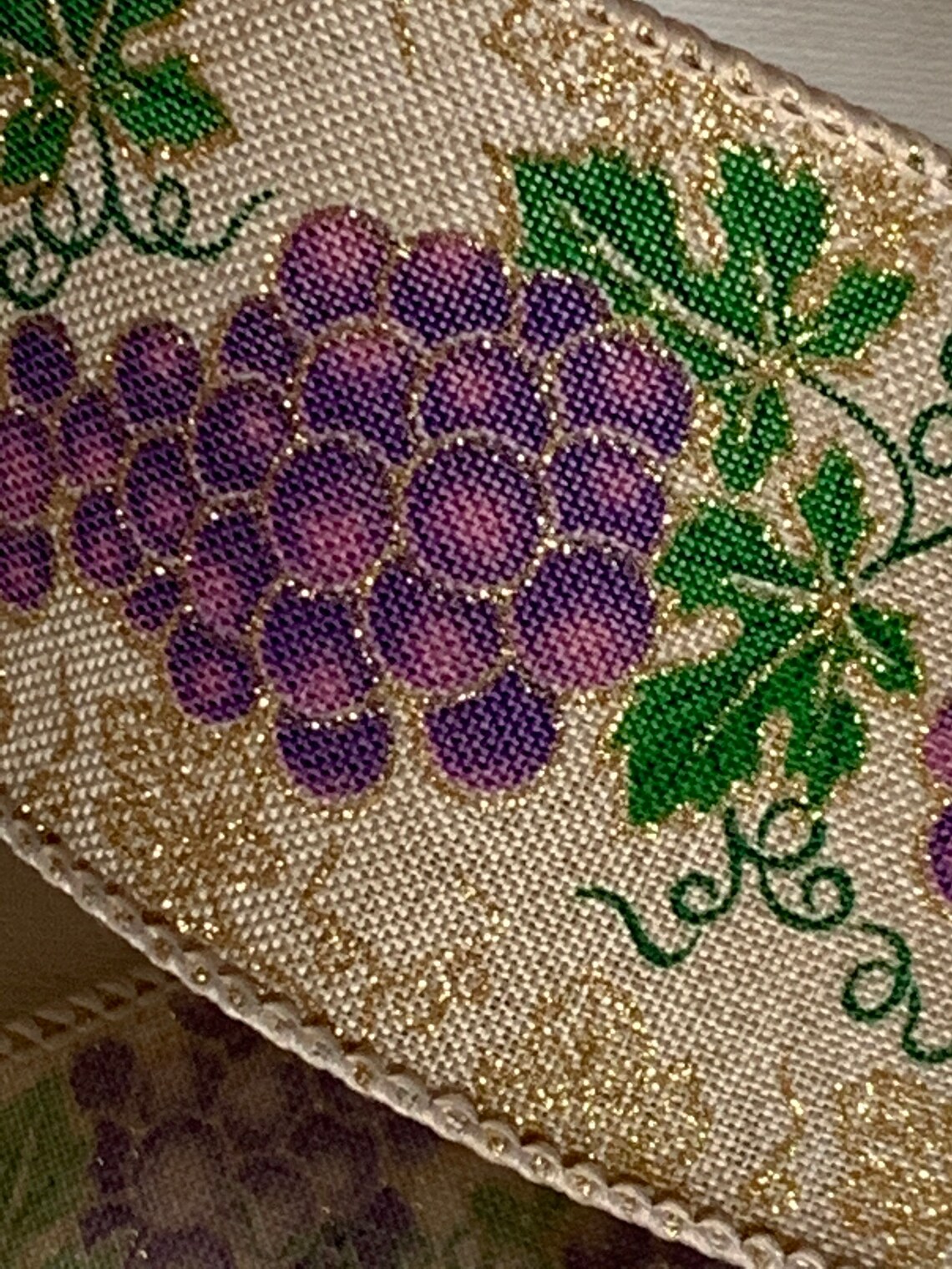 2.5 Natural Wired Ribbon with Purple Grapes & Vines | Etsy